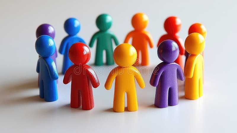 Colorful Wooden Figures in a Circle Representing Diversity, Teamwork ...