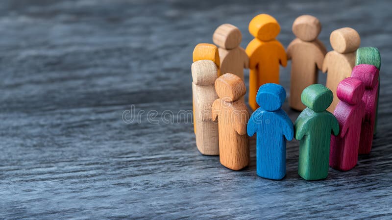 Colorful Wooden Figures Representing Community and Unity Stock Image ...