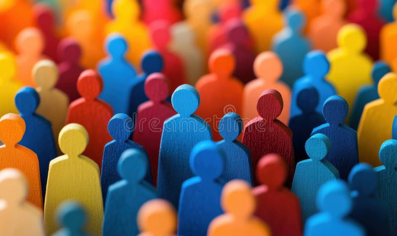 Colorful Wooden Figures Representing Diverse Community and Teamwork ...