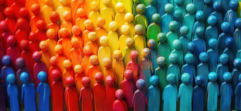 Colorful Wooden Figures Representing Diversity and Unity in Vibrant ...