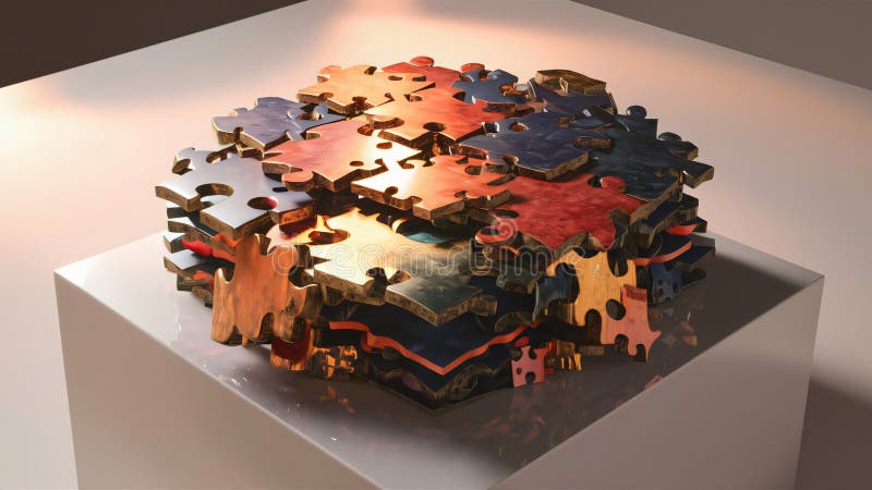 Colorful Wooden Jigsaw Puzzle Pieces Stacked High, High Quality Image ...
