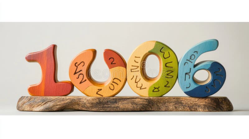 Wooden Number Blocks Spelling 1606 on Wood Stock Illustration ...