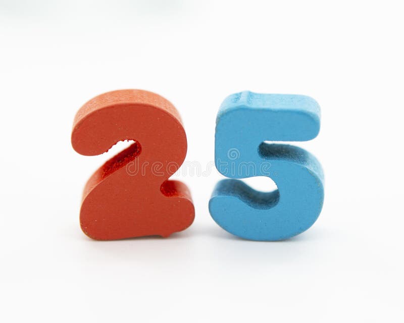 25 Colorful Wooden Numbers Decorative on the White Stock Image - Image ...