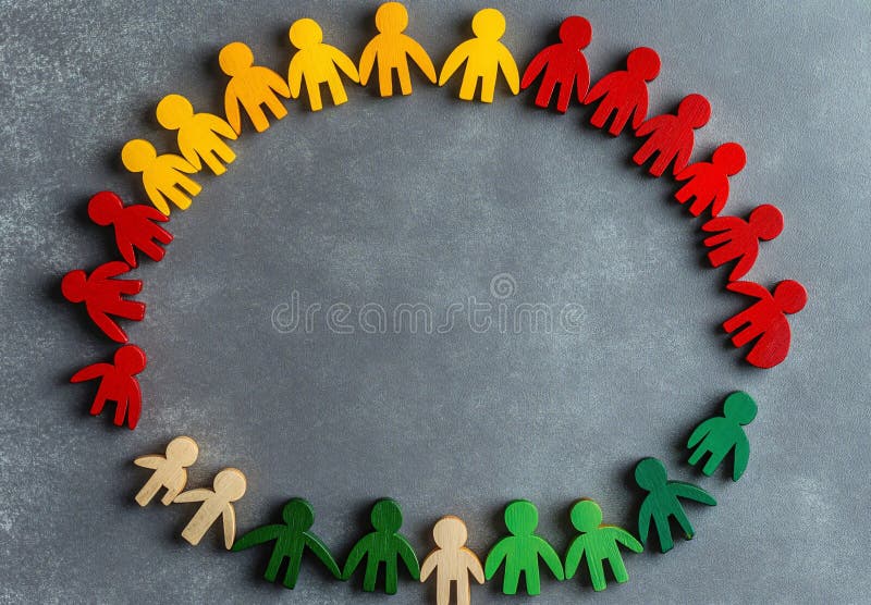 Colorful Wooden People Forming a Circle Unity High Quality Image Stock ...