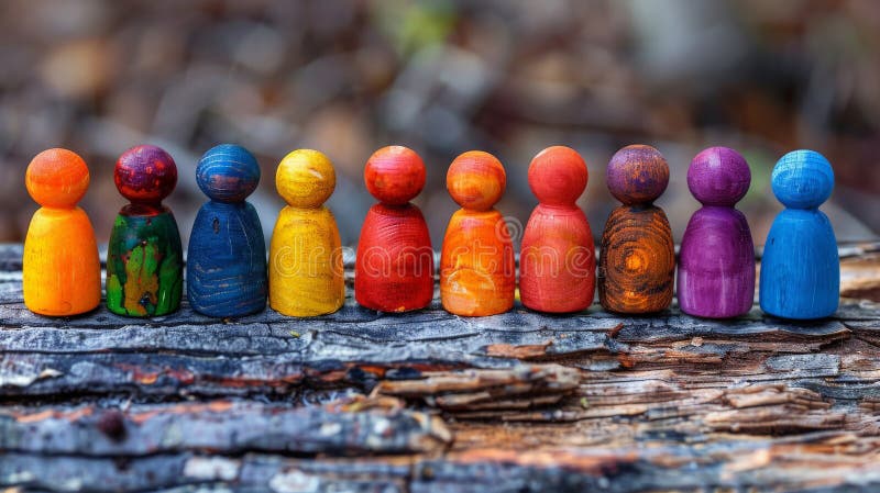 Colorful Wooden People.Whimsical Figures Stock Illustration ...