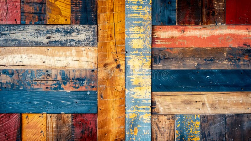 Colorful Wooden Planks Arranged in a Rustic Pattern, Ideal for ...