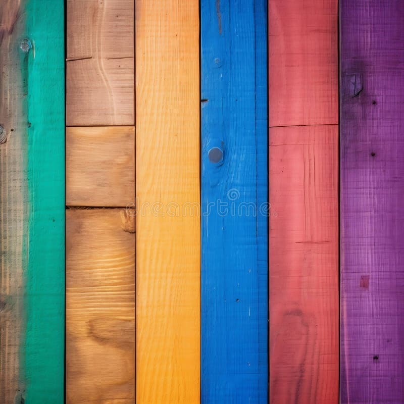 Colorful Wooden Planks Rainbow Background. Generative AI Stock ...