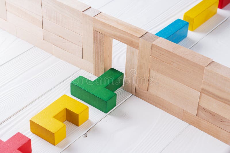 Colorful Wooden Shapes on White Background. the Concept of Selecting ...