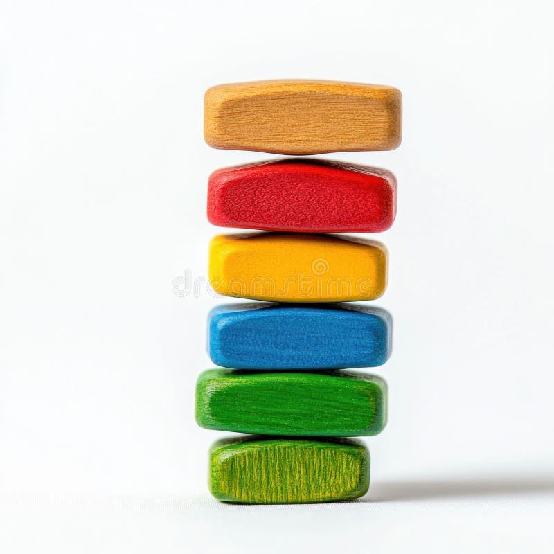 Colorful Wooden Stacking Blocks Balanced in a Tower Stock Illustration ...