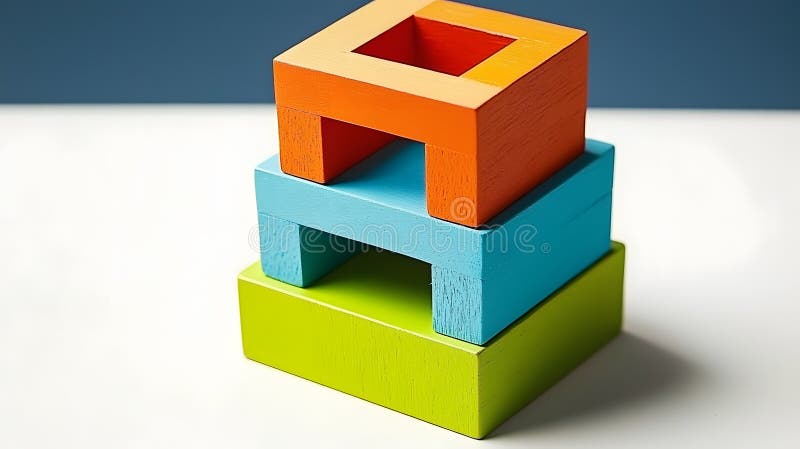 Colorful Wooden Stacking Blocks for Children. Stock Image - Image of ...