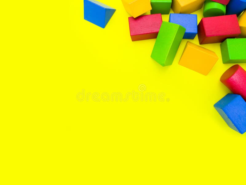 Wooden Toy Blocks on Yellow Background Stock Image - Image of learn ...