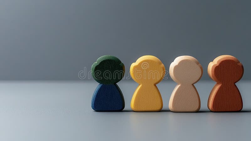 Colorful Wooden Toy Figures Display Speech Bubbles, Representing ...