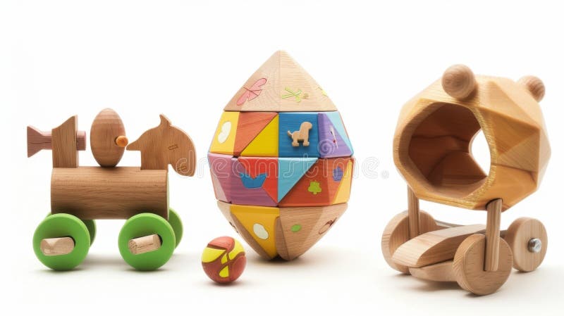 Colorful Wooden Toys on White Background, Generative AI Stock Image ...