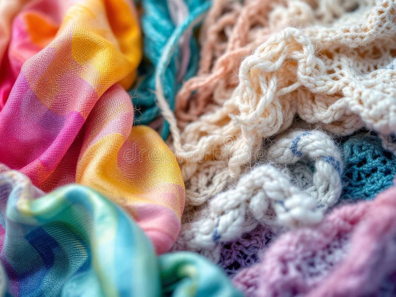 Colorful Wool and Fabric Creating a Textured Background Stock Image ...