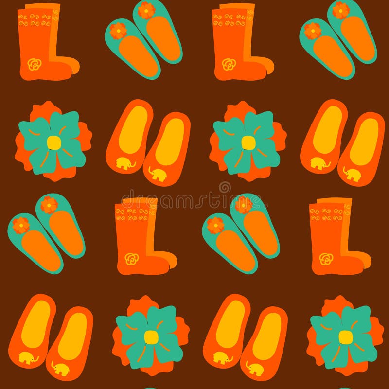 Colorful Wool Slippers and Boots Seamless Pattern Stock Vector ...
