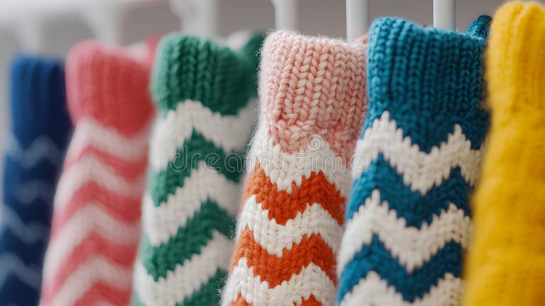 Colorful Wool Socks Drying on Radiator Rack Stock Illustration ...