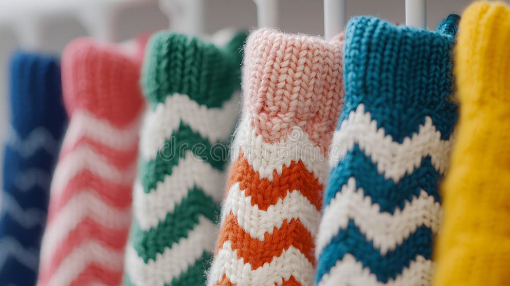 Colorful Wool Socks Drying on Radiator Rack Stock Illustration ...