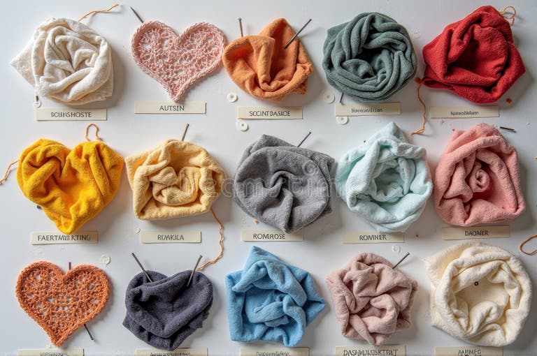 Colorful Wool Swatches with Knitting Needles on Display Stock Photo ...