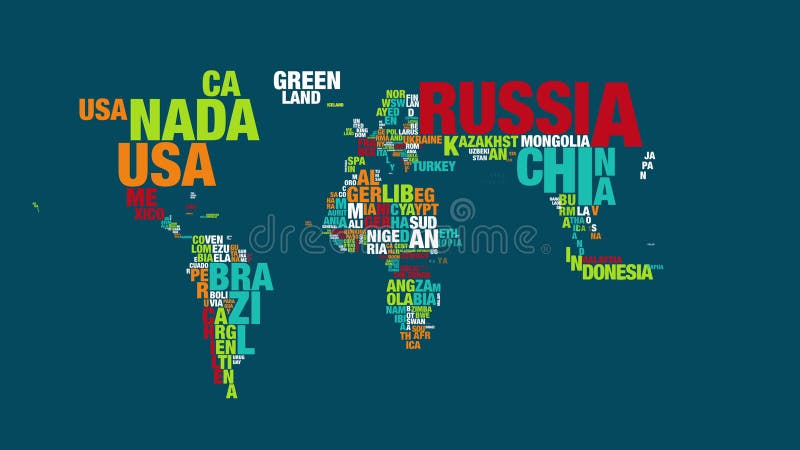 Colorful Word Cloud of World Map in 4k Resolution Stock Video - Video ...