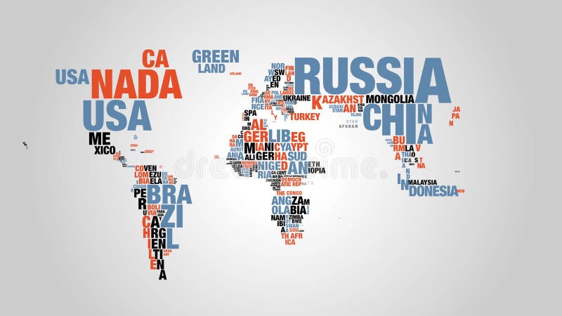 Word Cloud of World Map in 4k Resolution Stock Video - Video of high ...