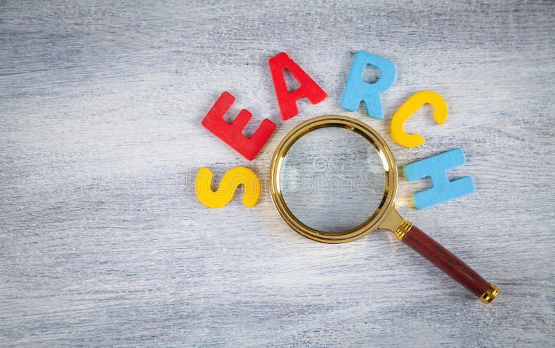 Colorful Word Search with Magnifying Glass Stock Image - Image of ...