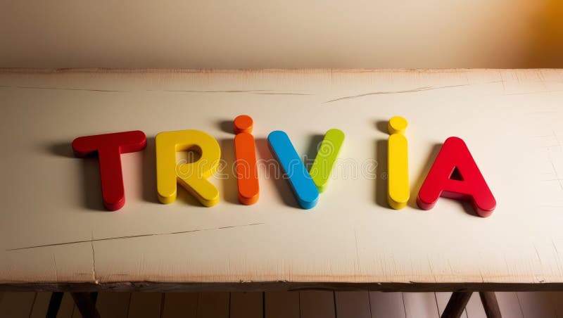 Colorful Word Trivia on Wooden Table, Bright and Engaging Display Stock ...
