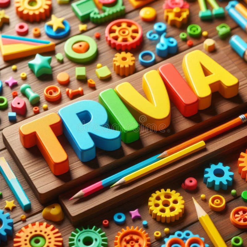 Colorful Word Trivia on Wooden Table, Bright and Engaging Display Stock ...