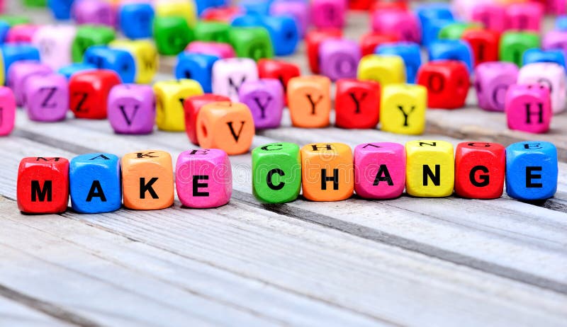 The Colorful Words Make Change on Table Stock Photo - Image of ...