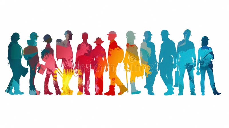 Colorful Workers Silhouettes, Labor Day and the Importance of Workers ...