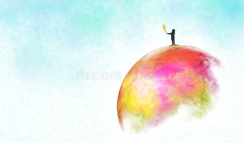 Colorful of World Concept Background Digital Paint Stock Illustration ...