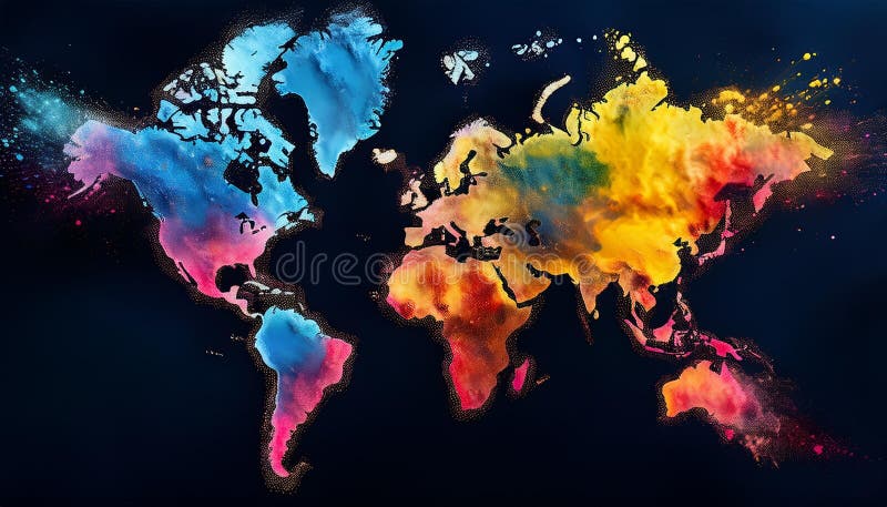 Colorful world map stock illustration. Illustration of blue - 363642424