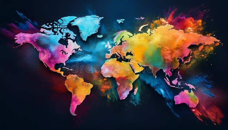 Colorful world map stock illustration. Illustration of world - 363642434