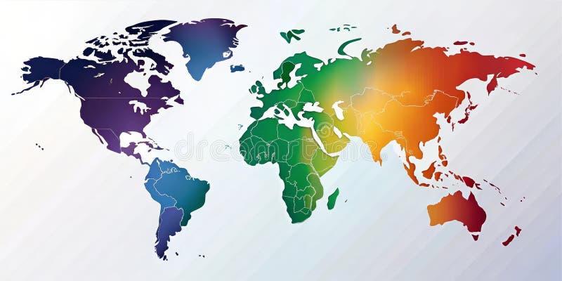 Colorful World Map with Gradient Hues and Country Boundaries ...
