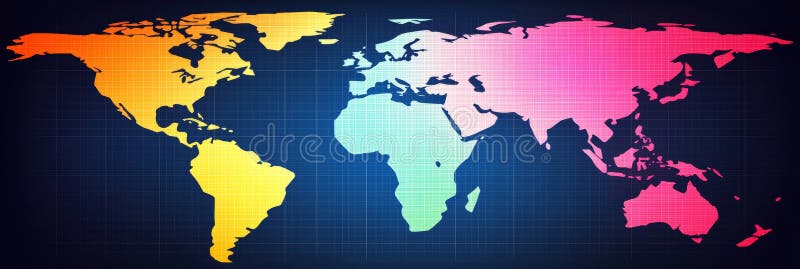 Colorful World Map with Grid Texture for Global Business ...