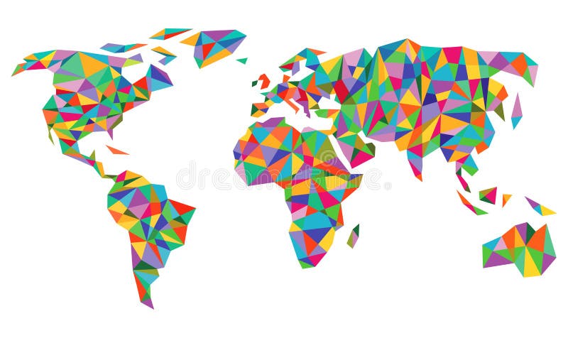 Colorful world map stock vector. Illustration of geometric - 49997679