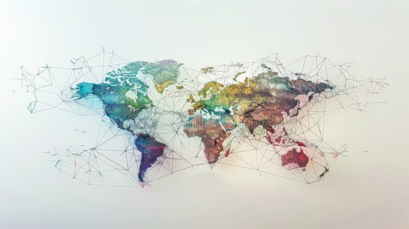 Colorful World Map with Many Points of Light Stock Photo - Image of ...