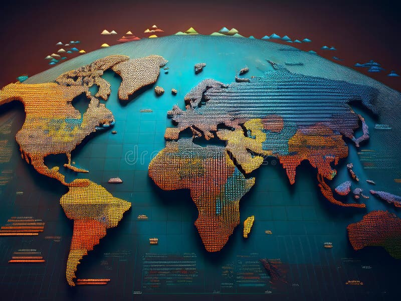 World map in modern style stock illustration. Illustration of painting ...