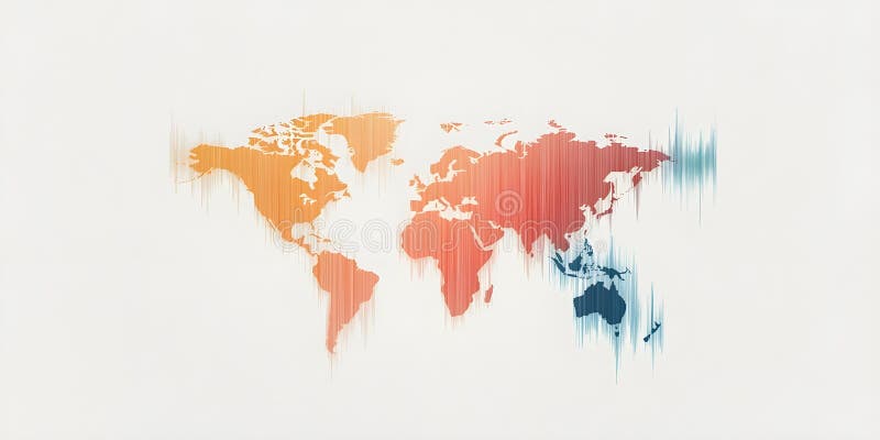 A Colorful World Map with a Red Stripe on the Top Stock Illustration ...