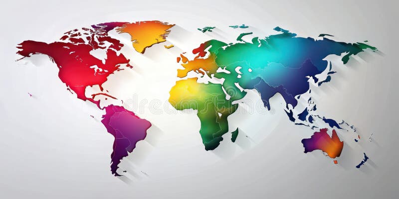 Colorful World Map with Shadow Effects for Global Concepts. Generative ...