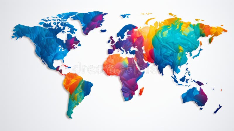 AI Generated Illustration of a Vivid Abstract Map Composed of a Vibrant ...