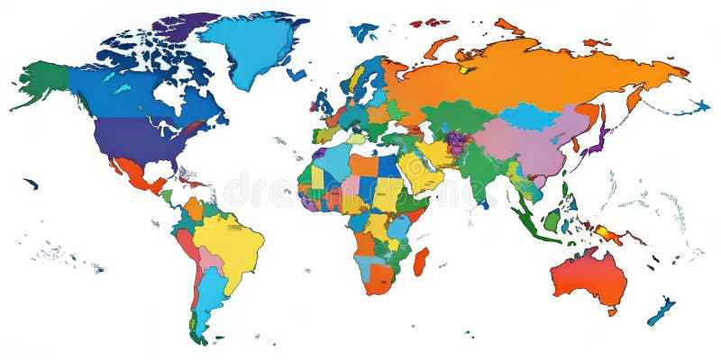 A Colorful World Map Showing All Nations with Borders. Generative AI ...