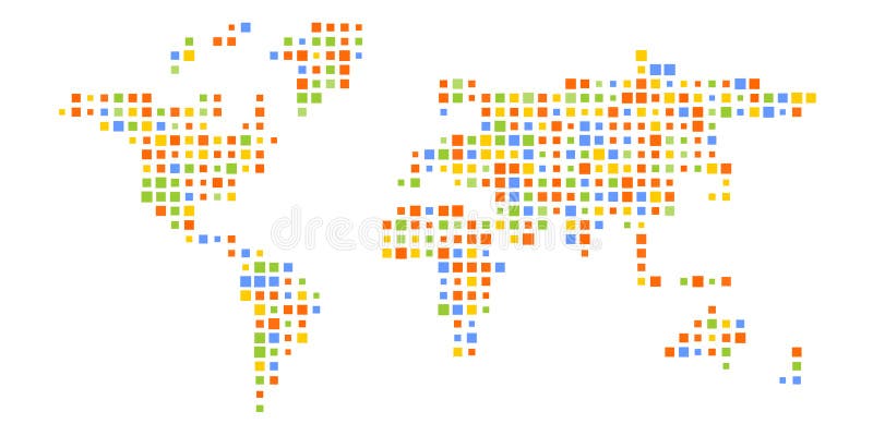 Colorful World Map Squared Mosaic Stock Vector - Illustration of world ...