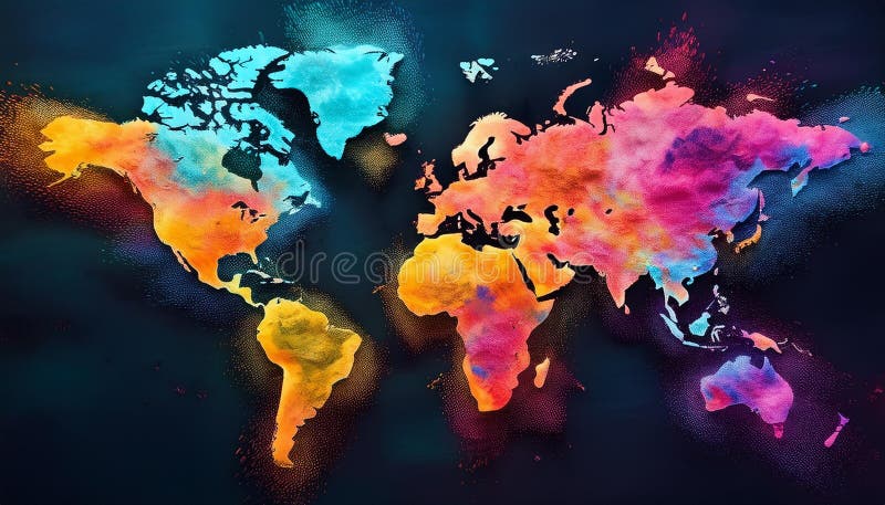 Colorful world map stock illustration. Illustration of cover - 363642419