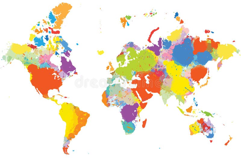 Colorful World Map stock vector. Illustration of borders - 116879121