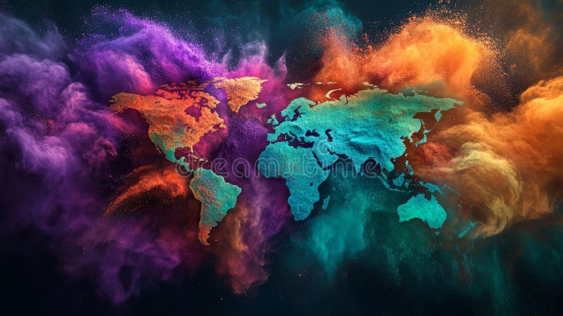 A Vibrant Explosion of Colored Powder on a Dark Background Stock Image ...