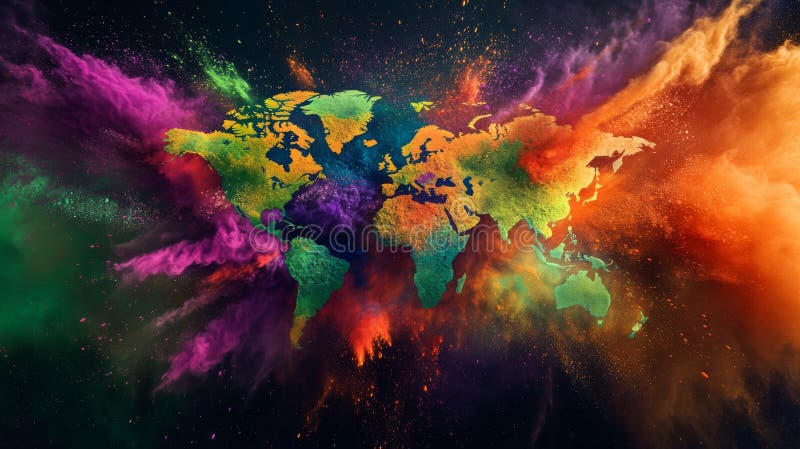 A Colorful Explosion of Colored Dust in the Desert Stock Image - Image ...