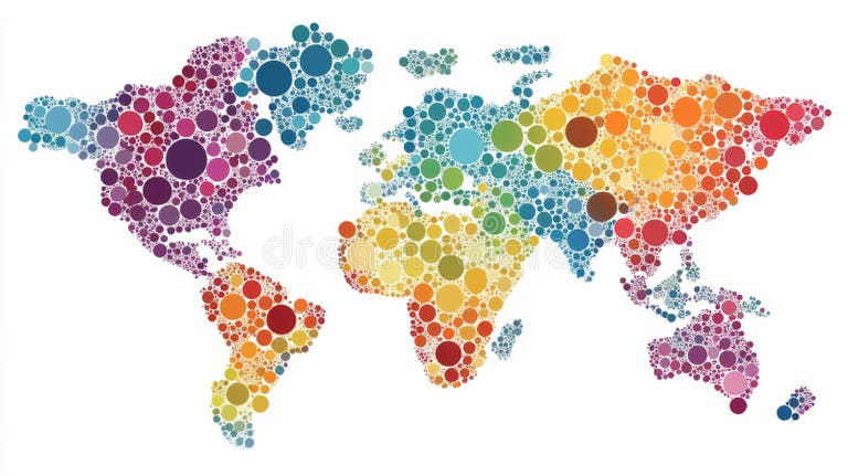 Colorful World Map Visualization, Exploring Global Connections, Data ...
