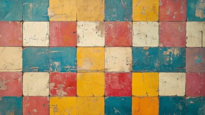 Colorful Worn Square Tiles Floor Texture Stock Illustration ...