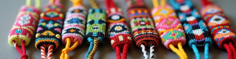Colorful Woven Friendship Bracelets with Intricate Patterns Stock Image ...