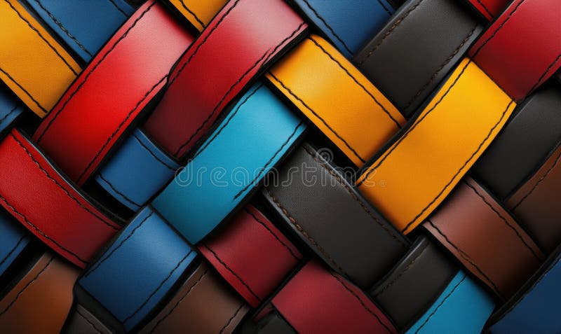 Colorful Woven Leather Strips Showcasing Vibrant Textures and Patterns ...